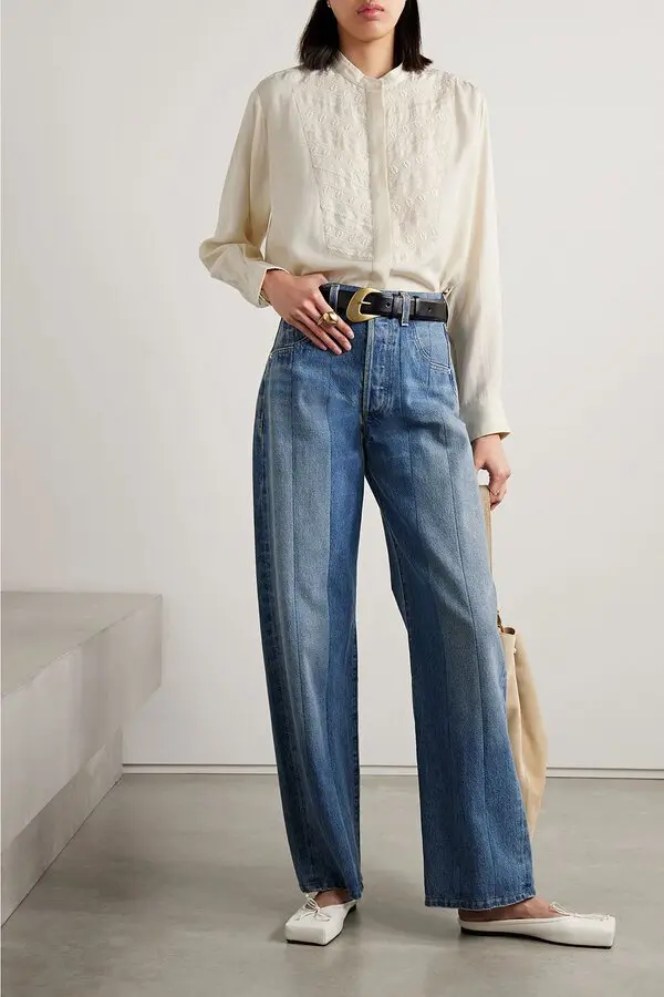 MARANT ETOILE Britten Embroidered Lyocell Shirt - Ecru