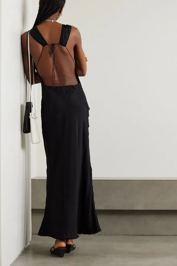 st agni backless dress St. Agni Draped Cowl Dress Black