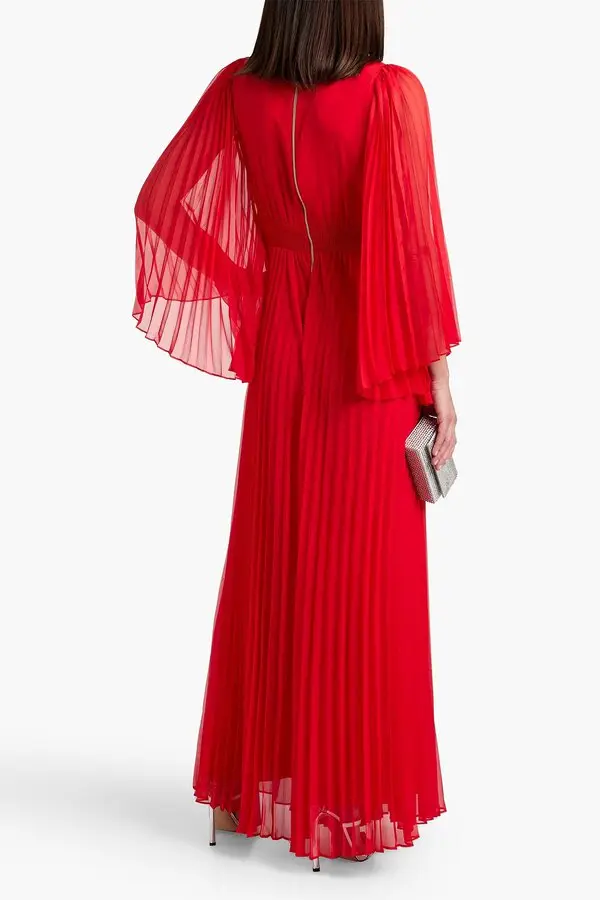 Alice + Olivia Bennet Pleated Chiffon Jumpsuit