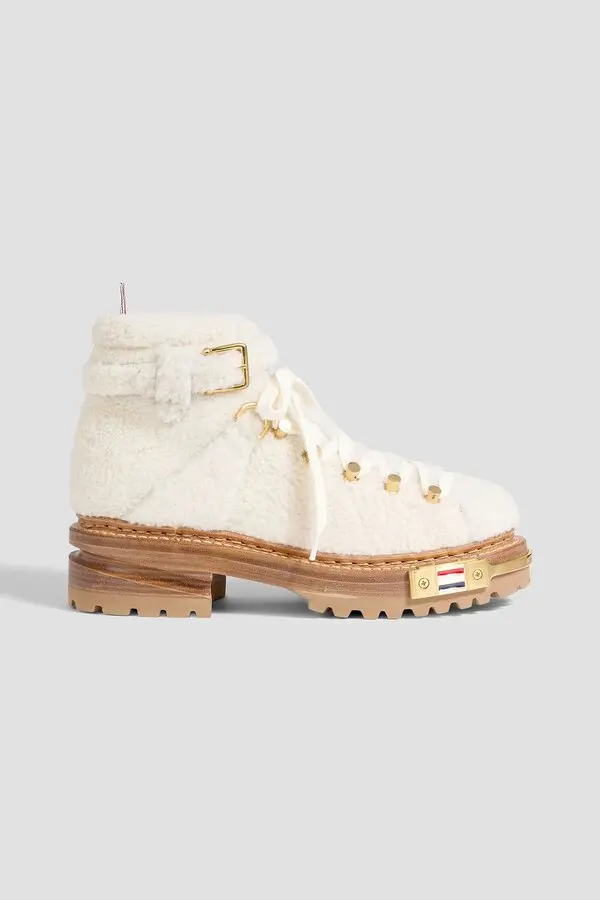 Thom Browne Embellished Shearling Hiking Boots