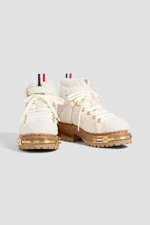 Thom Browne Embellished Shearling Hiking Boots