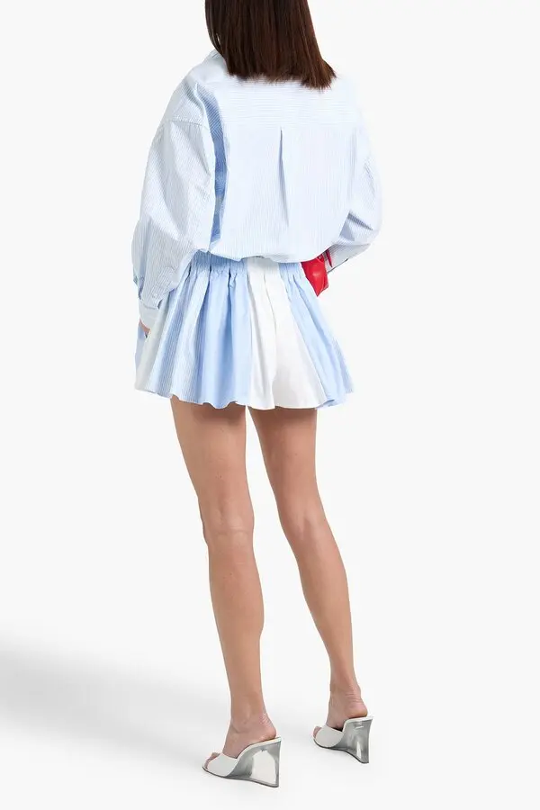 Alexander Wang Pleated Striped Cotton-poplin Playsuit