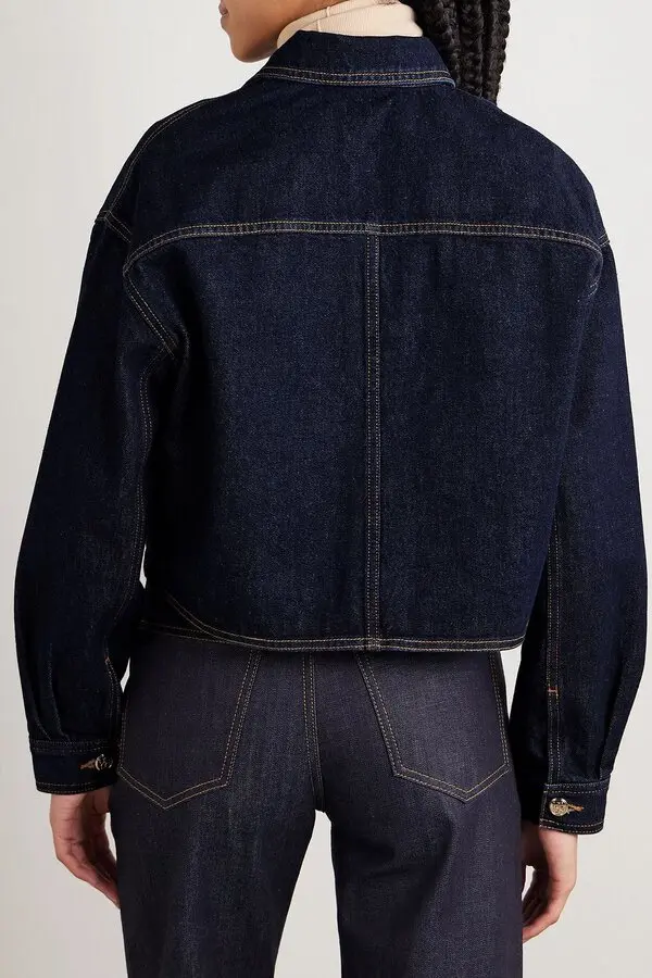 Ulla Johnson Bobbi Cropped Denim Jacket - Dark Denim
