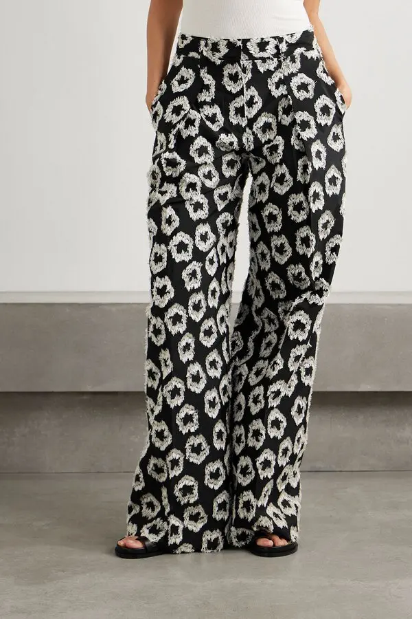Ulla Johnson Cai Pleated Fil Coupé Faille Wide-leg Pants - Black