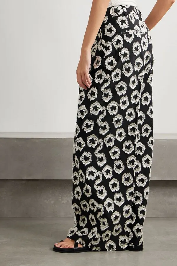 Ulla Johnson Cai Pleated Fil Coupé Faille Wide-leg Pants - Black