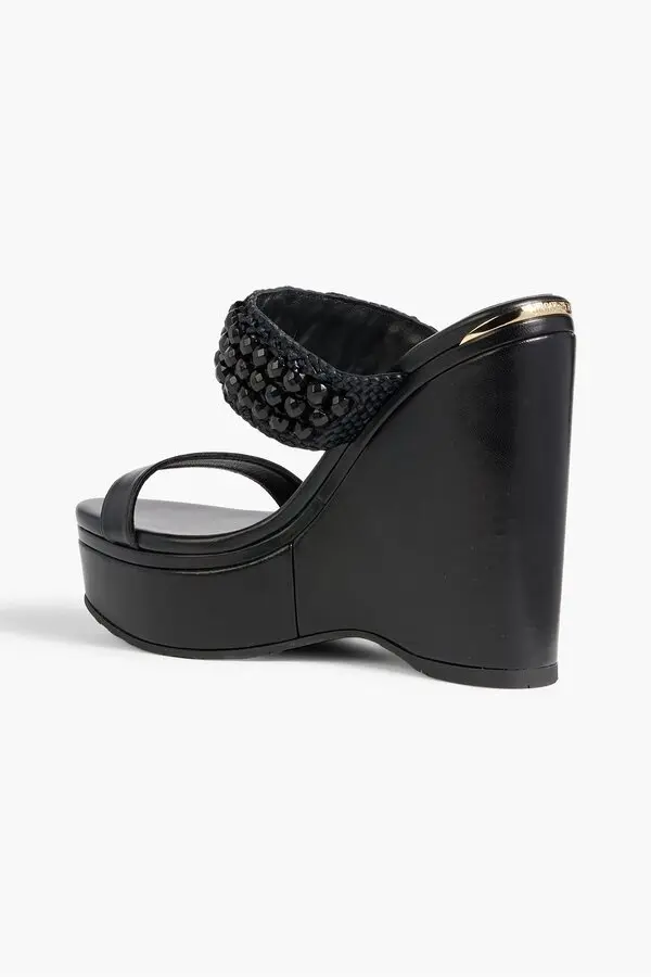 JIMMY CHOO Amoure 130 Bead-embellished Wedge Sandals
