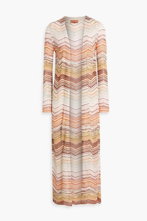 Missoni Sequin-embellished Metallic Crochet-knit Cardigan - Orange