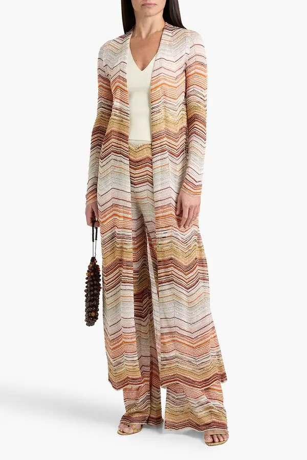 Missoni Sequin-embellished Metallic Crochet-knit Cardigan - Orange