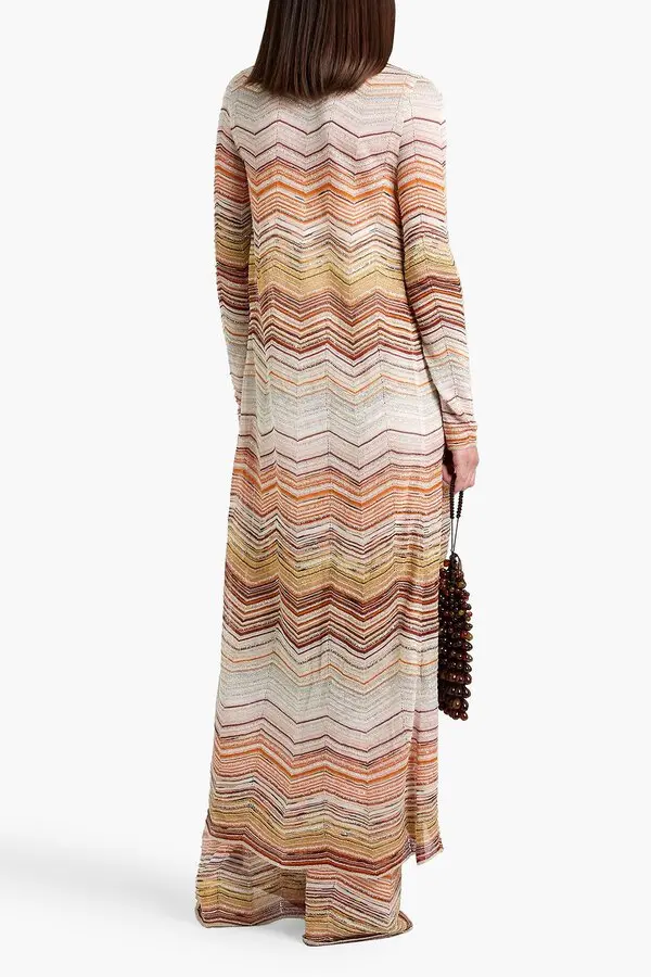 Missoni Sequin-embellished Metallic Crochet-knit Cardigan - Orange