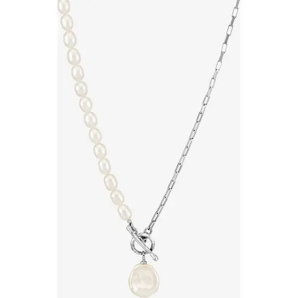 DOWER & HALL Timeless Keshi Pearl Drop Chain Necklace - Sterling Silver