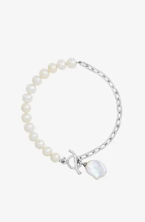 DOWER & HALL Timeless Keshi Pearl Chain Bracelet - Sterling Silver