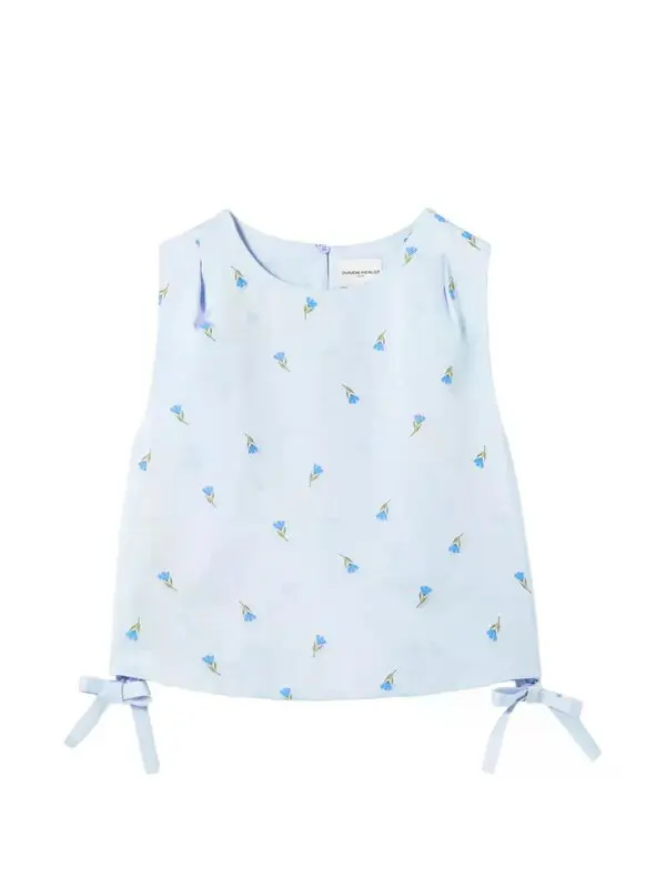 Claudie Pierlot Sleeveless Floral Embroidered Tie-side Top