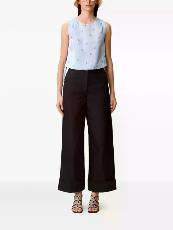 Claudie Pierlot Sleeveless Floral Embroidered Tie-side Top