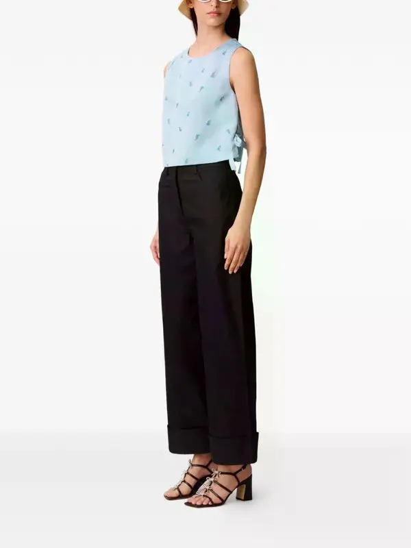 Claudie Pierlot Sleeveless Floral Embroidered Tie-side Top