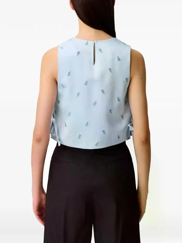 Claudie Pierlot Sleeveless Floral Embroidered Tie-side Top