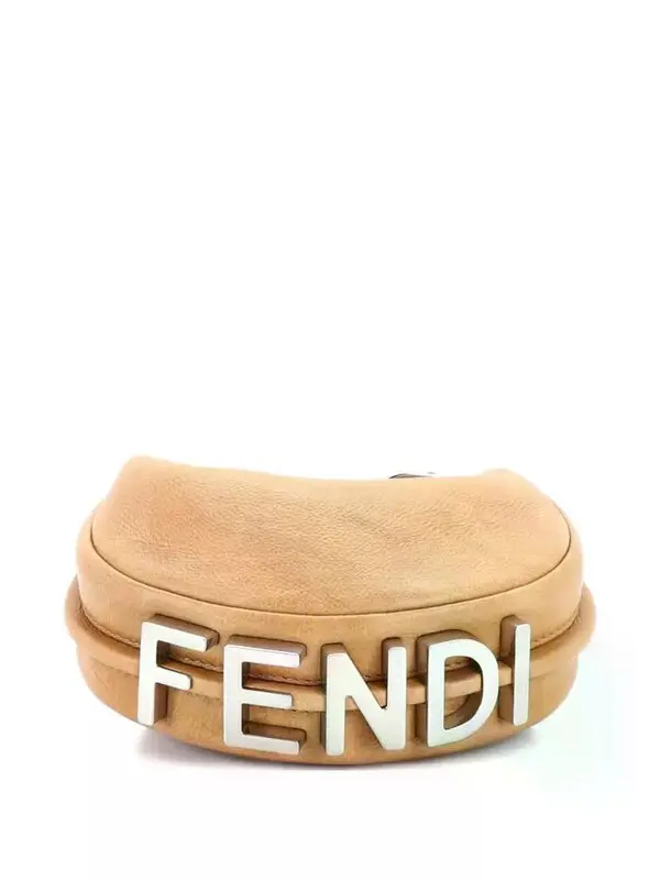 Fendi Graphy Leather Nano Hobo Bag - Brown
