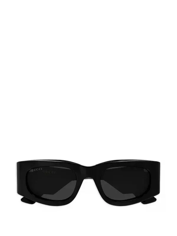 Gucci Rectangle-frame Sunglasses With Embossed Logo - Black