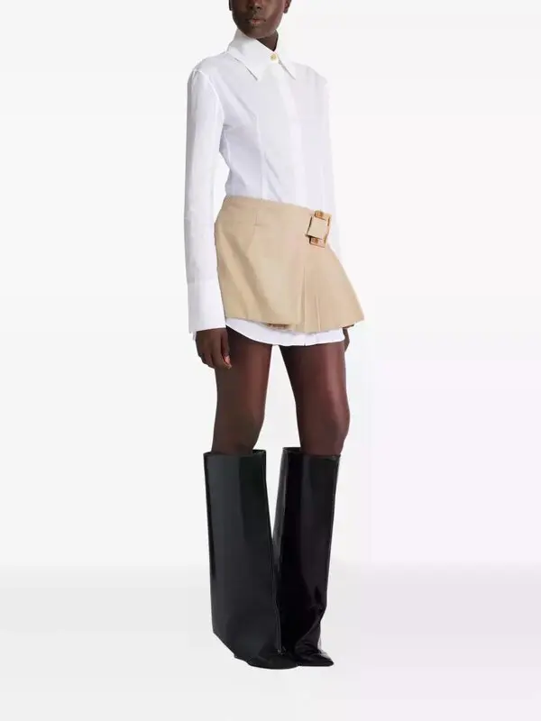 Balmain Belted Pleated Mini Skirt - Neutrals