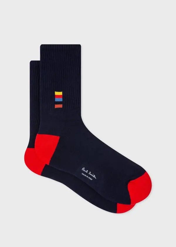 Paul Smith Artist Stripe Trim Crew Socks - Blue