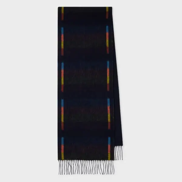 Paul Smith Navy 'artist Stripe' Tracks Scarf - Blue
