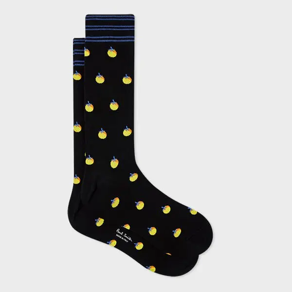 Paul Smith Tomato Patterned Crew Socks - Black