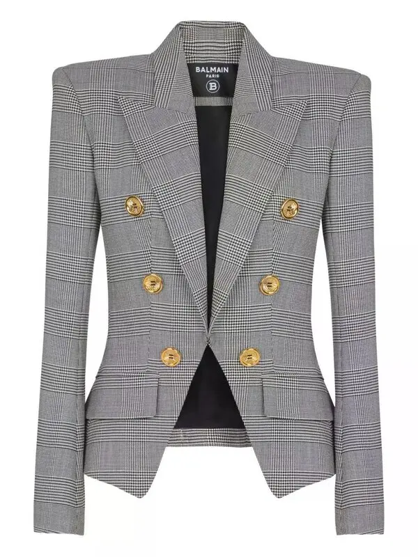 Balmain Prince Of Wales Jacquard Blazer - Grey