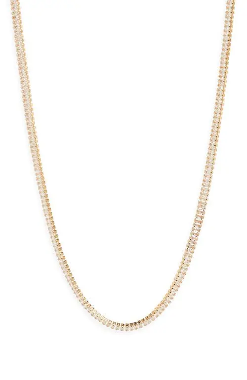 Nordstrom Baguette Cubic Zirconia Tennis Necklace - Clear- Gold