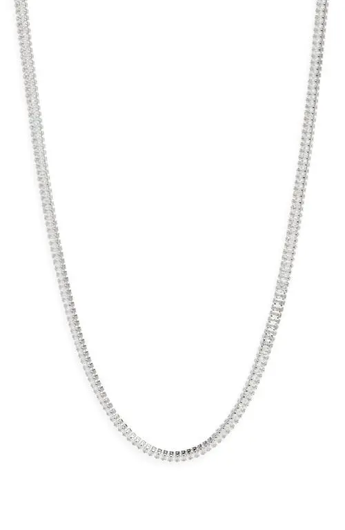 Nordstrom Baguette Cubic Zirconia Tennis Necklace - Clear- Silver