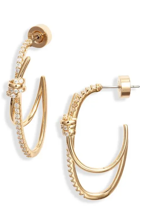 Nordstrom Knot Double Hoop Earrings - Clear- Gold