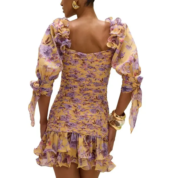 PatBO Peony Ruched Mini Dress