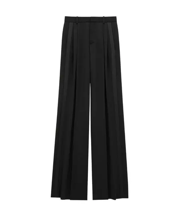 Saint Laurent Tuxedo Pants In Grain De Poudre