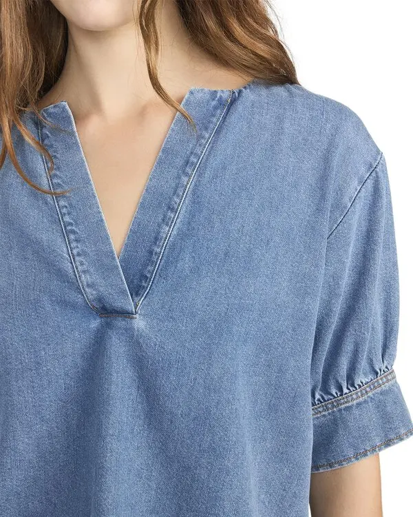 FRAME The V Neck Popover Top - Sora