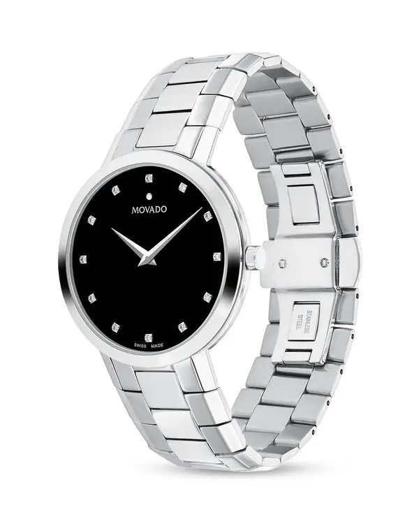 Movado Faceto Round Stainless Steel Bracelet Watch
