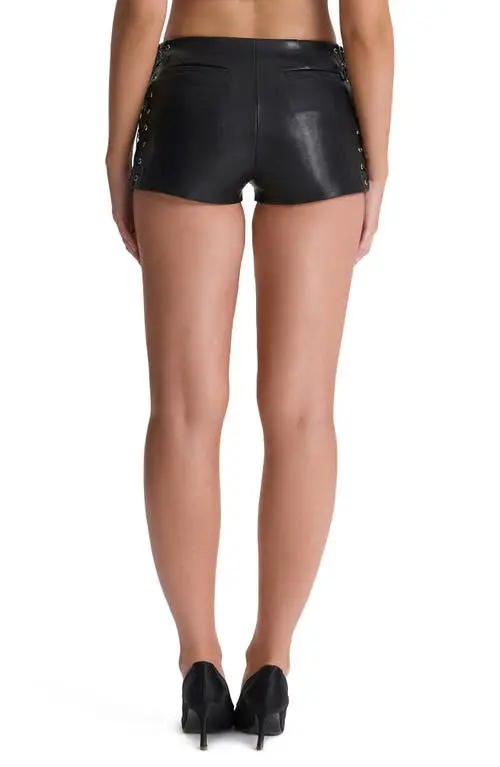 House Of Cb Lace-up Faux Leather Shorts