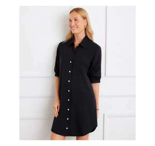 Karen Kane Ruched Sleeve Shirtdress - Black