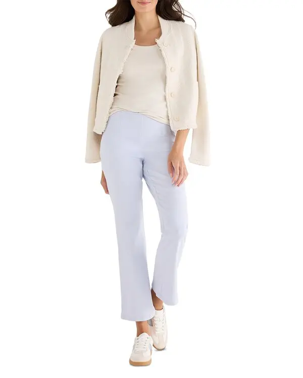 NIC+ZOE Fringe Mix Knit Bomber Jacket - Coconut