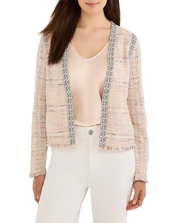 NIC+ZOE Knit Jacket With Trim - Orange Multi
