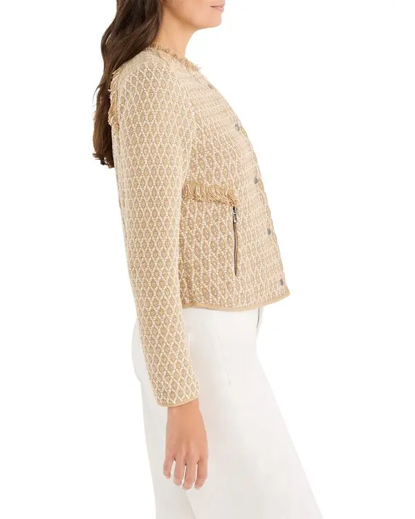 NIC+ZOE Brocade Fringe Knit Jacket