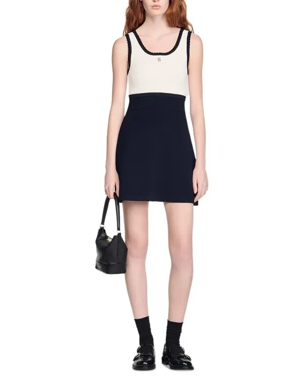 Sandro Two Tone Short Knit Dress