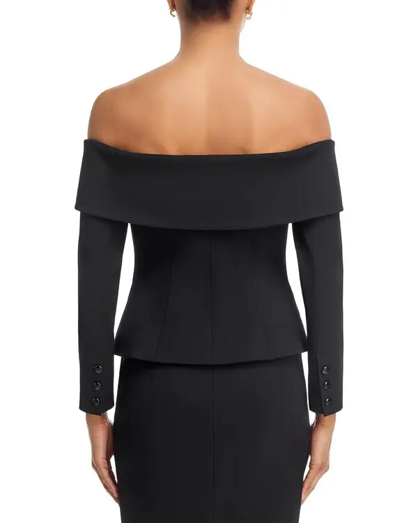 L'Agence Ingrid Off-shoulder Crop Blazer