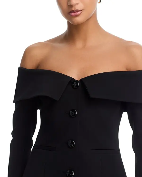L'Agence Ingrid Off-shoulder Crop Blazer