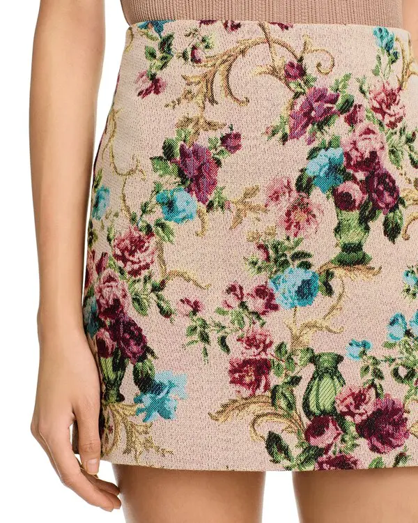 L'Agence Marseille Floral Tapestry Mini Skirt