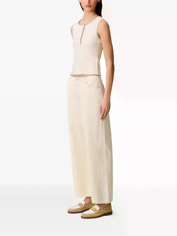 Claudie Pierlot Sleeveless Knit Polo With Scalloped Trim - Neutrals