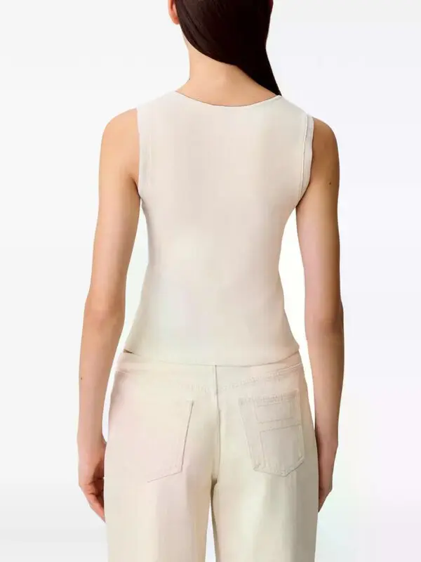 Claudie Pierlot Sleeveless Knit Polo With Scalloped Trim - Neutrals