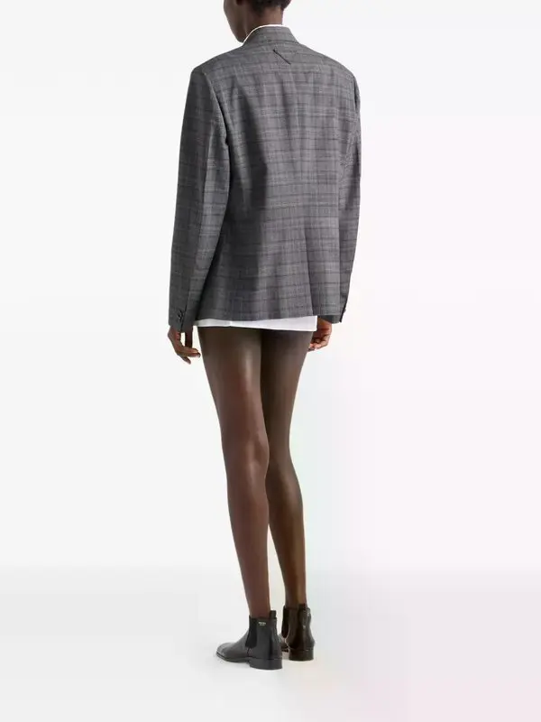 Prada Single-breasted Prince Of Wales Checked Virgin-wool Jacket - Grey