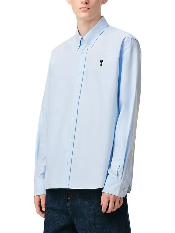 Ami Shirt With Logo - Azure