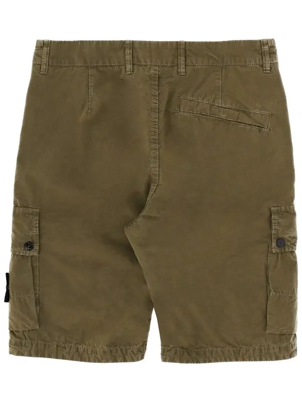 Stone Island Cargo Shorts With Logo Patch - Military Green