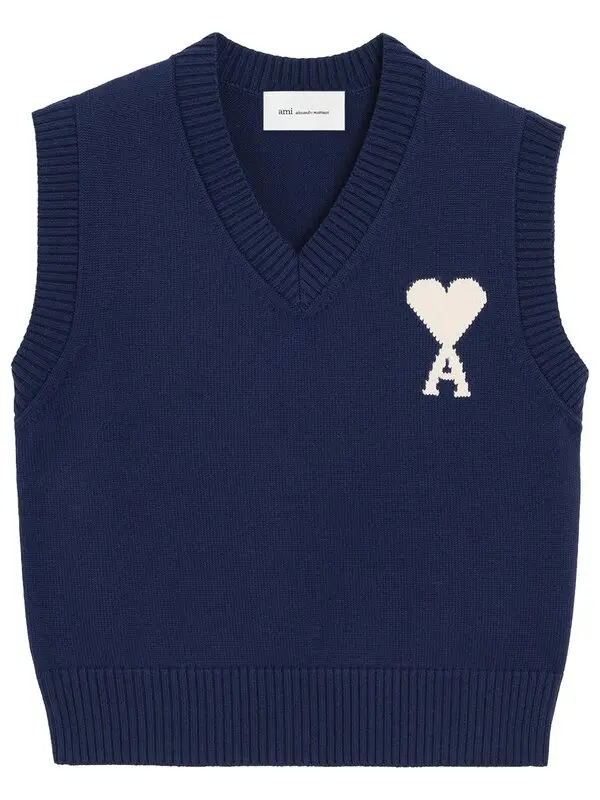 Ami V-neck Vest With Logo