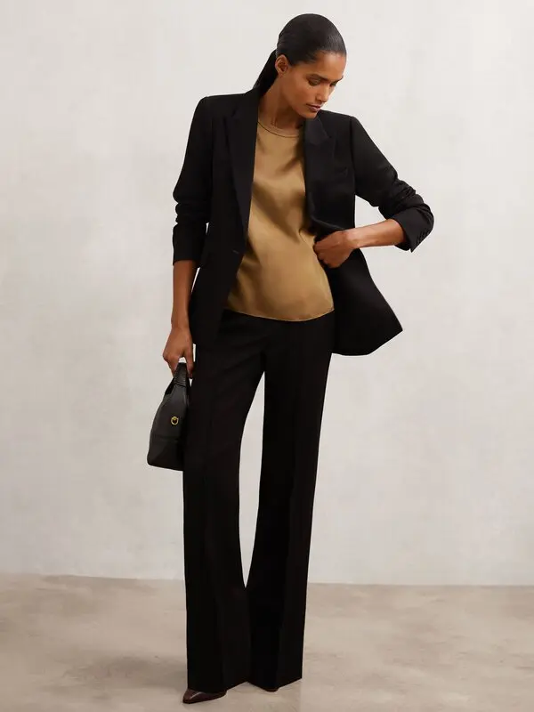 REISS Silk Short-sleeve Top - Camel