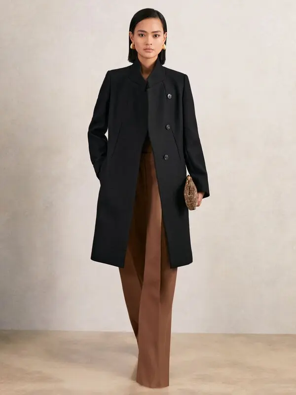 REISS Wool-blend Wrapover Coat